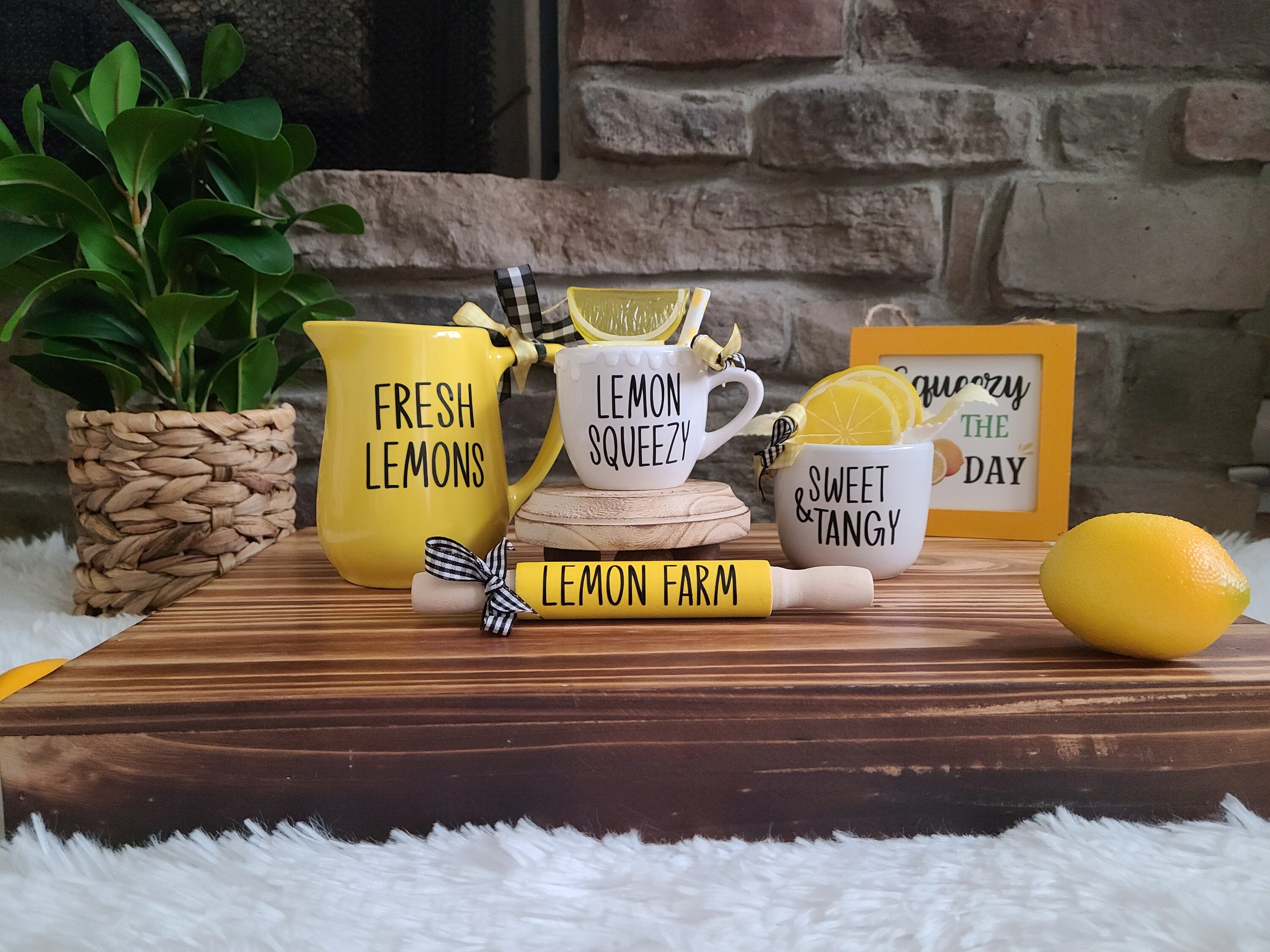 Lemon Tiered Tray Bundle/farmhouse Decor/lemon Decor/mix and - Etsy