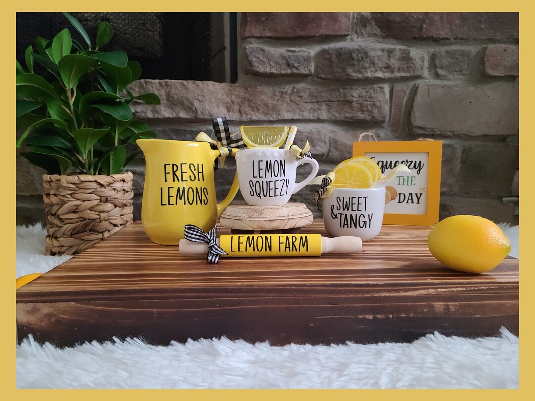 Lemon Tiered Tray Bundle/farmhouse Lemons/lemon Decor/lemonade Decor ...