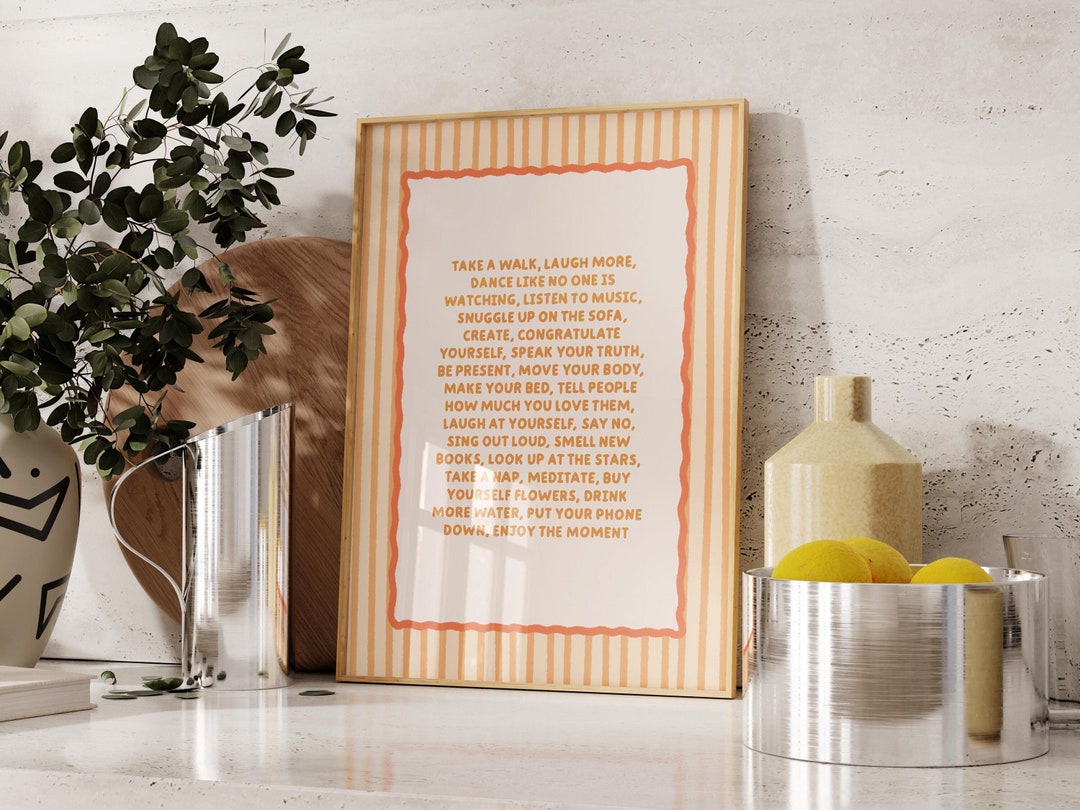 Happiness Quote Print - Positive List Print, Colourful Prints, Positive ...