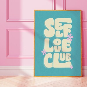 Self Love Print - Positivity Prints, Colourful Wall Art, 70s Aesthetic ...