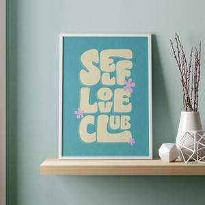 Self Love Print - Positivity Prints, Colourful Wall Art, 70s Aesthetic ...
