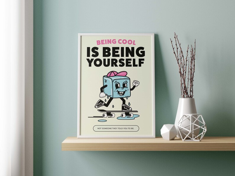 Be Yourself Retro Wall Art - Retro Character Print, Y2K Print, 90s 80s ...