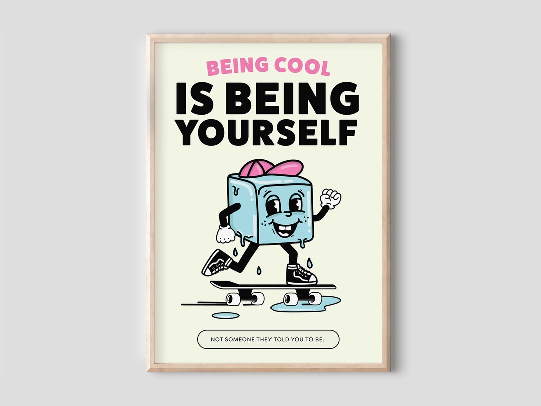 Be Yourself Retro Wall Art - Retro Character Print, Y2K Print, 90s 80s ...