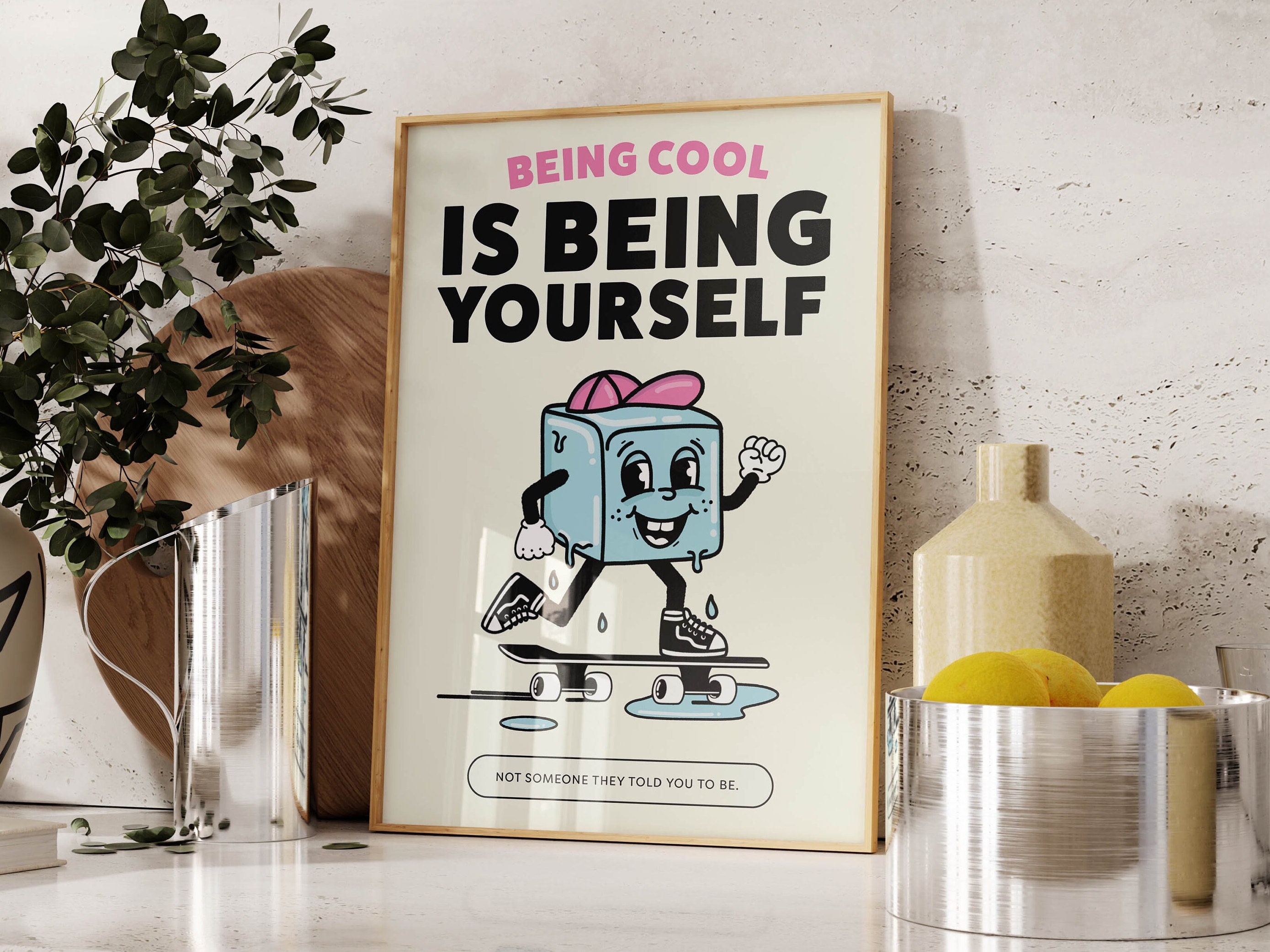 Be Yourself Retro Wall Art - Retro Character Print, Y2K Print, 90s 80s ...
