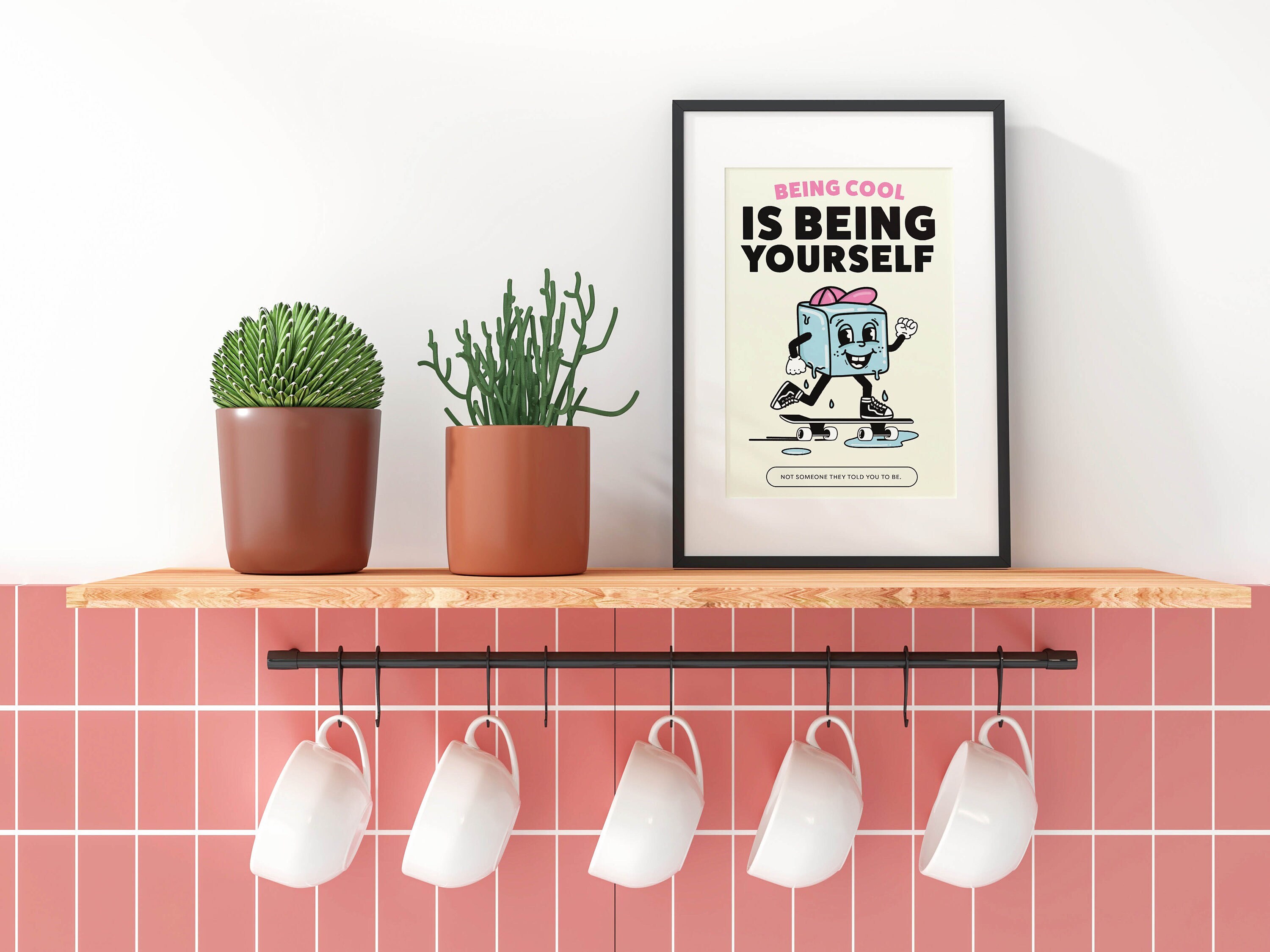 Be Yourself Retro Wall Art - Retro Character Print, Y2K Print, 90s 80s ...