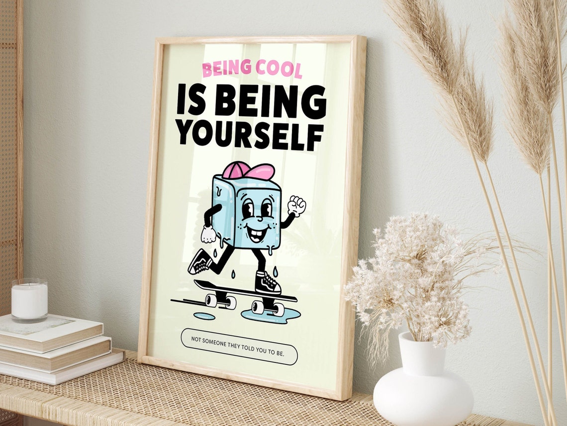 Be Yourself Retro Wall Art - Retro Character Print, Y2K Print, 90s 80s ...