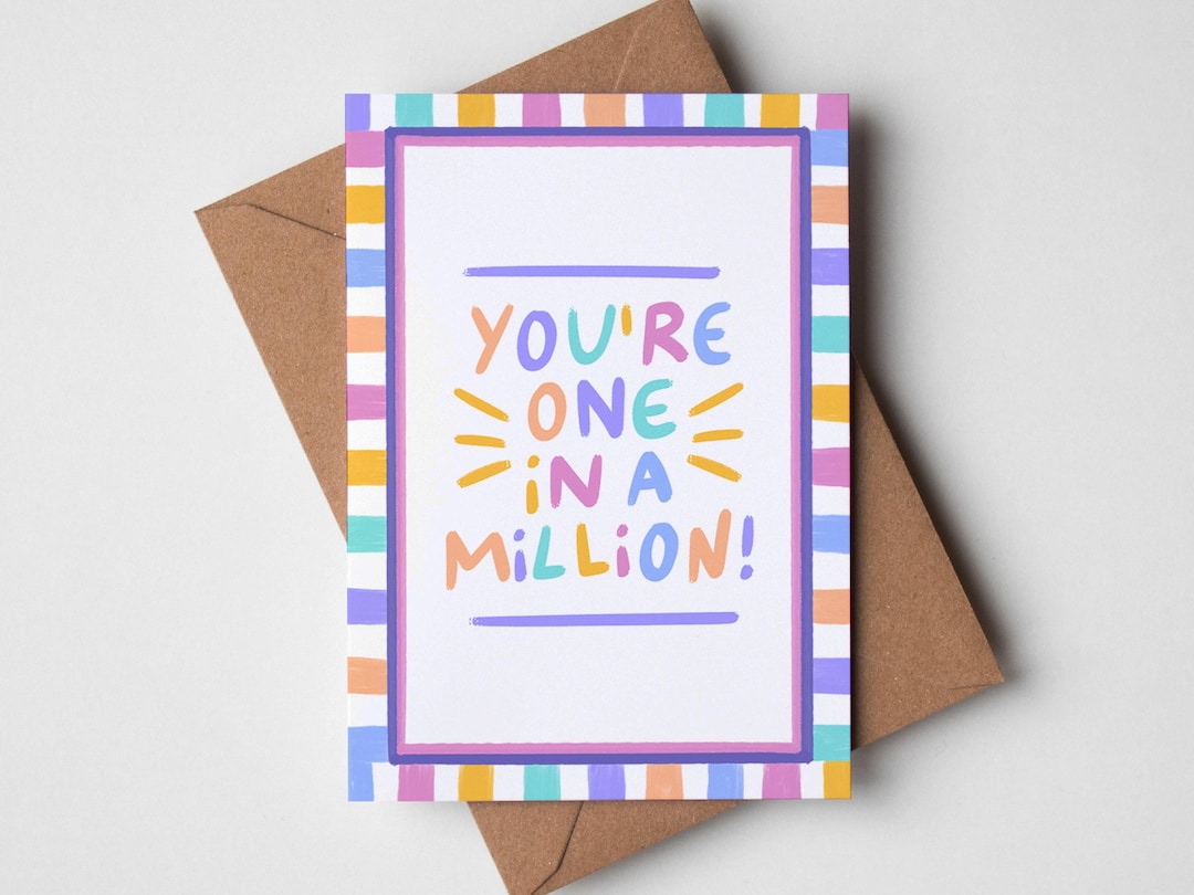 One in A Million Card Thank You Card, Favourite Person, Colourful ...
