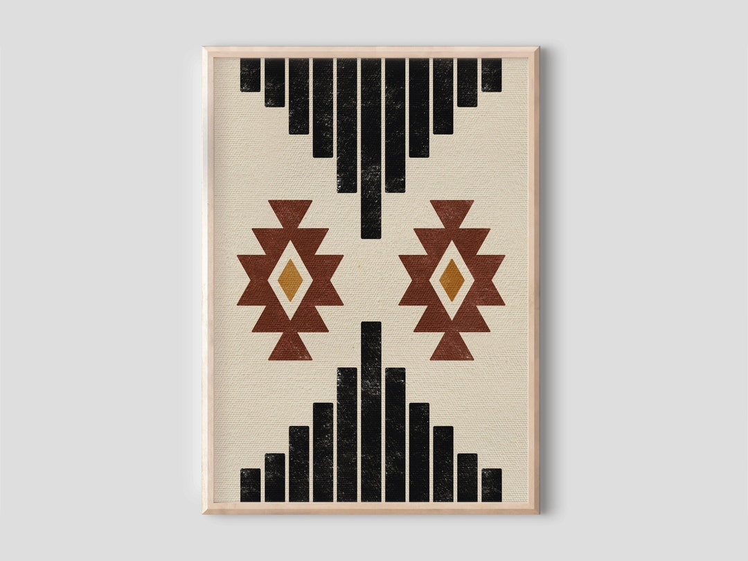 Aztec Style Print - Abstract Wall Art, Geometric Pattern Print, Neutral ...