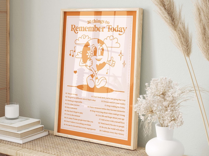 Motivational Character Retro Print - Retro Quote Wall Print, Positive ...