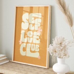 Self Love Print - Positivity Prints, Colourful Wall Art, 70s Aesthetic ...