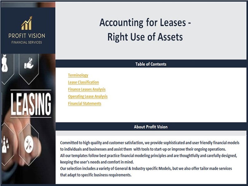 Accounting for Leases & Right-of-use Assets Template - Etsy