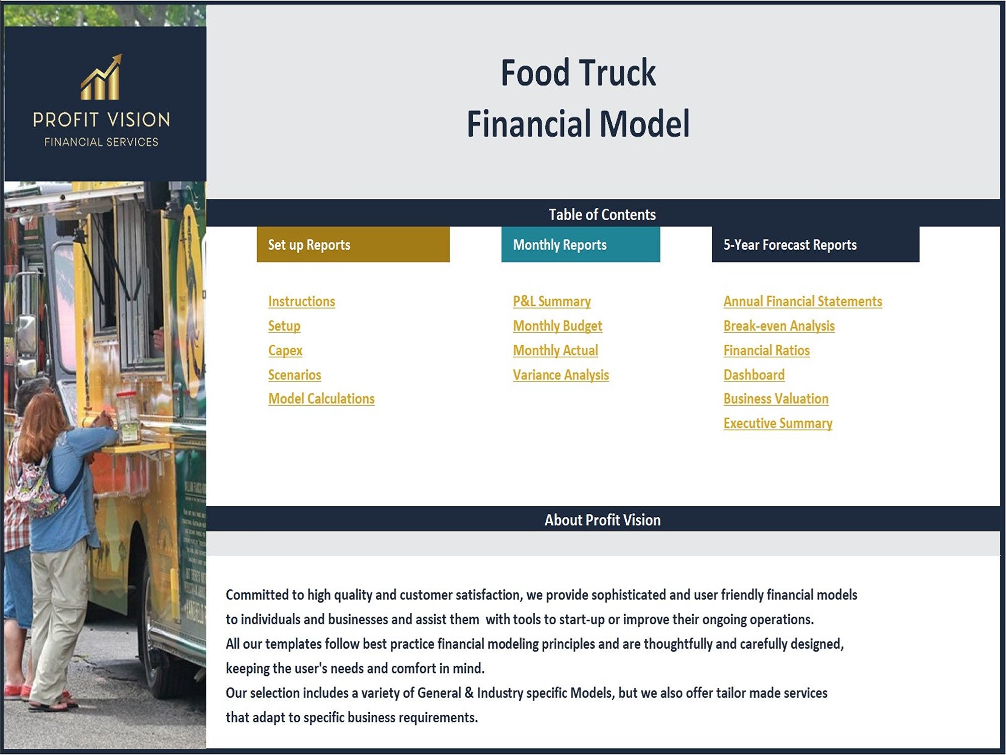 Food Truck Financial Model – 5 Year Financial Forecast - Etsy