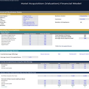 Hotel Acquisition Financial Model Investment Purchase Price Valuation ...