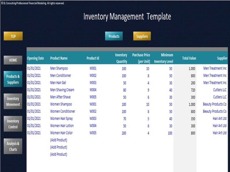Inventory Management - Control & Tracking Template | Inventory | Stock ...