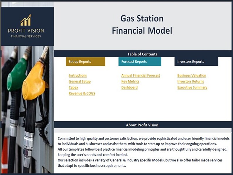 Gas Station Financial Model – Dynamic 10 Year Forecast - Etsy