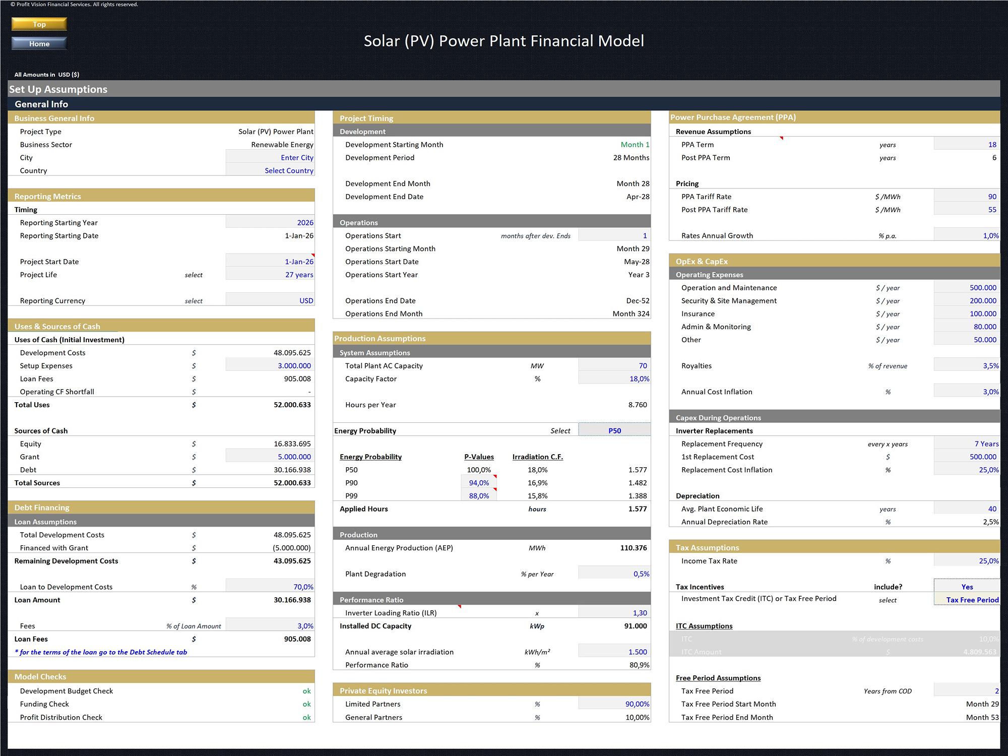 Solar (PV) Power Plant - Project Finance Model - Etsy