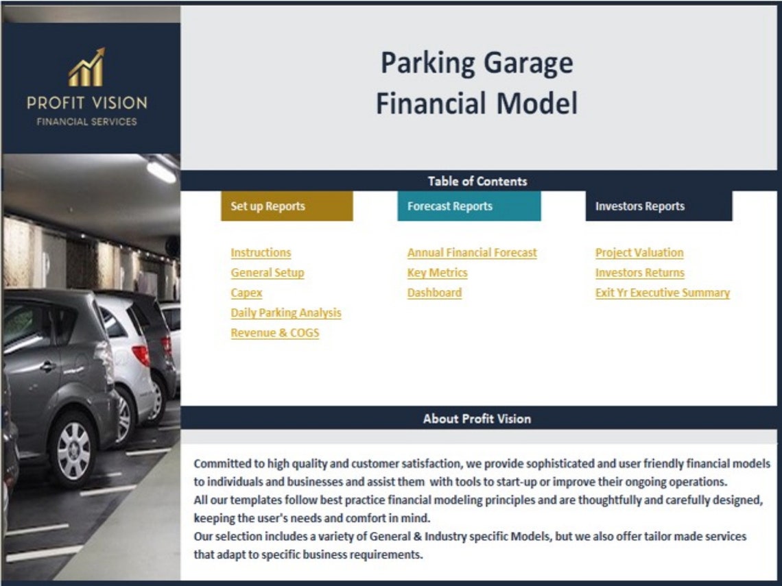 Parking Garage Financial Model – Dynamic 10 Year Forecast - Etsy