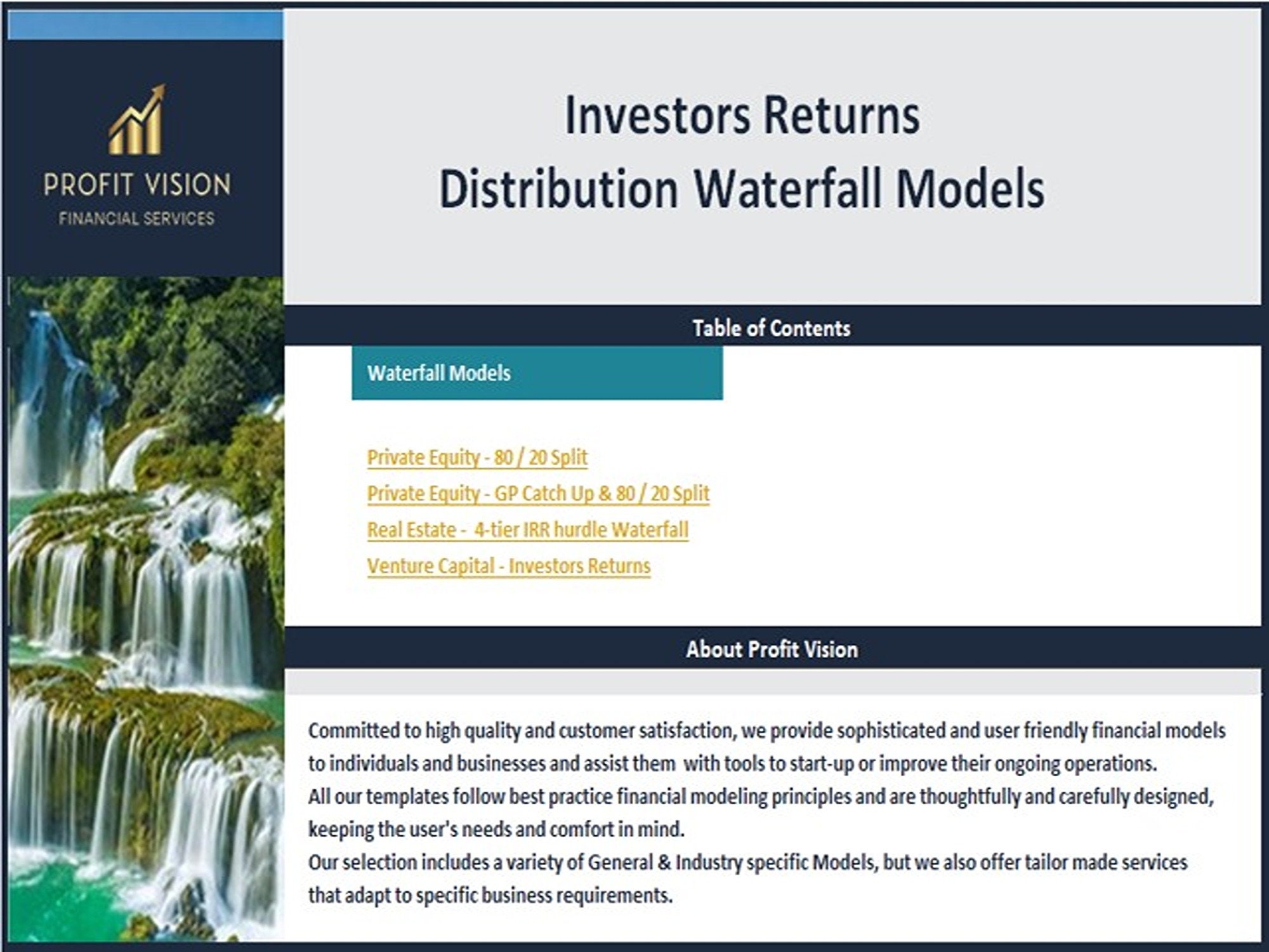 Distribution Waterfall Models Private Equity Venture - Etsy