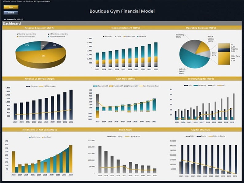 Boutique Gym Financial Model – Dynamic 10 Year Forecast - Etsy