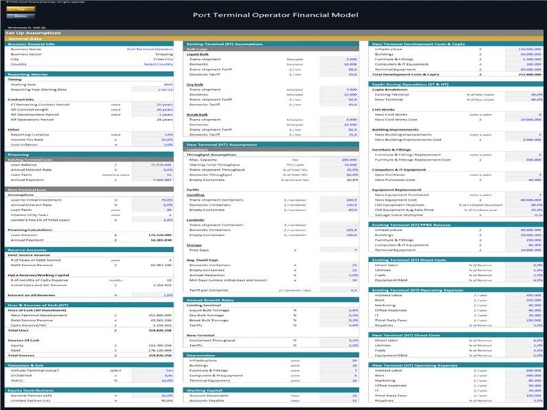 Port Terminal Operator Project Finance Model - Etsy