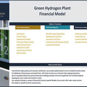 Green Hydrogen (electrolysis) Plant - Project Finance Model - Etsy