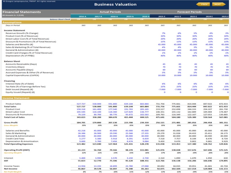 DCF & Sensitivity Business Valuation Model Financial Model Discounted ...