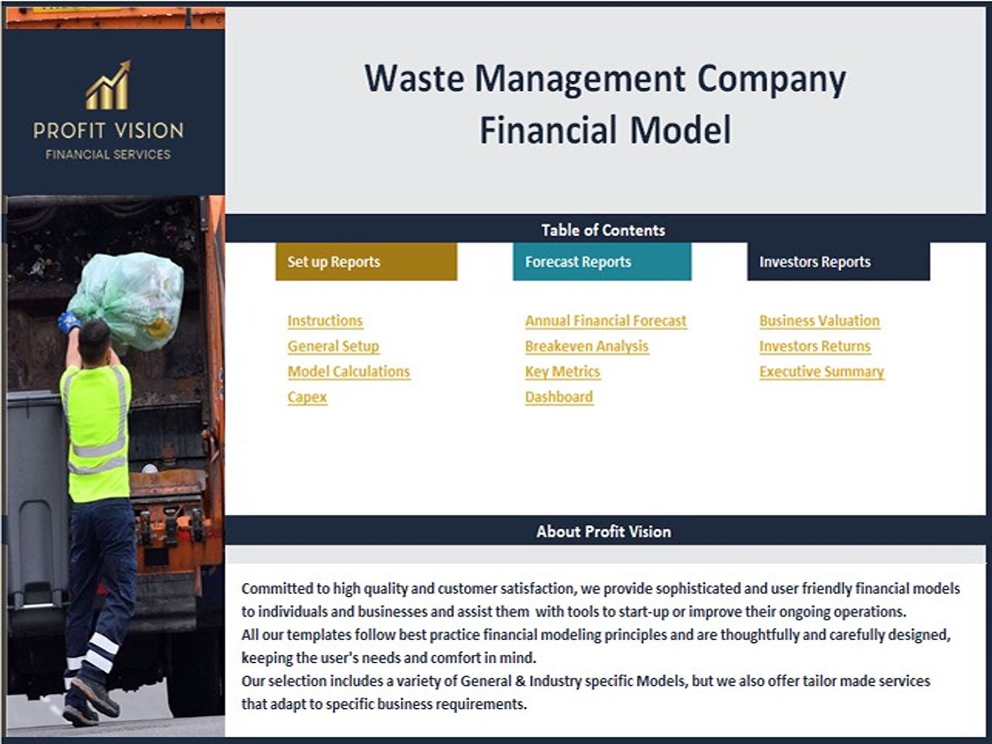 Waste Management Company Dynamic 10 Year Financial Model - Etsy