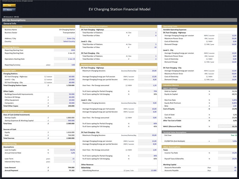 Electric Vehicle (EV) Charging Station – 10 Year Financial Model - Etsy