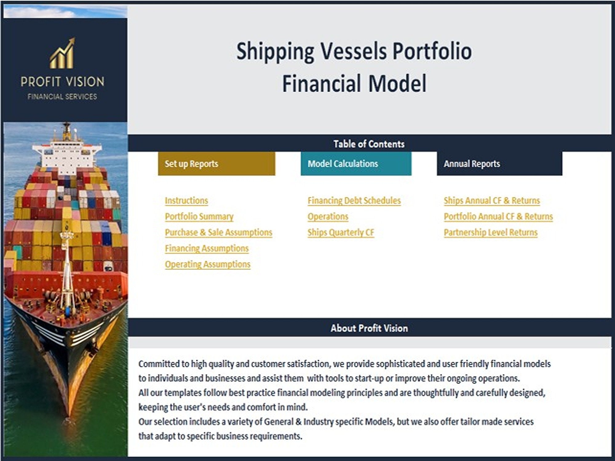 Shipping Vessels Portfolio Financial Model - Etsy
