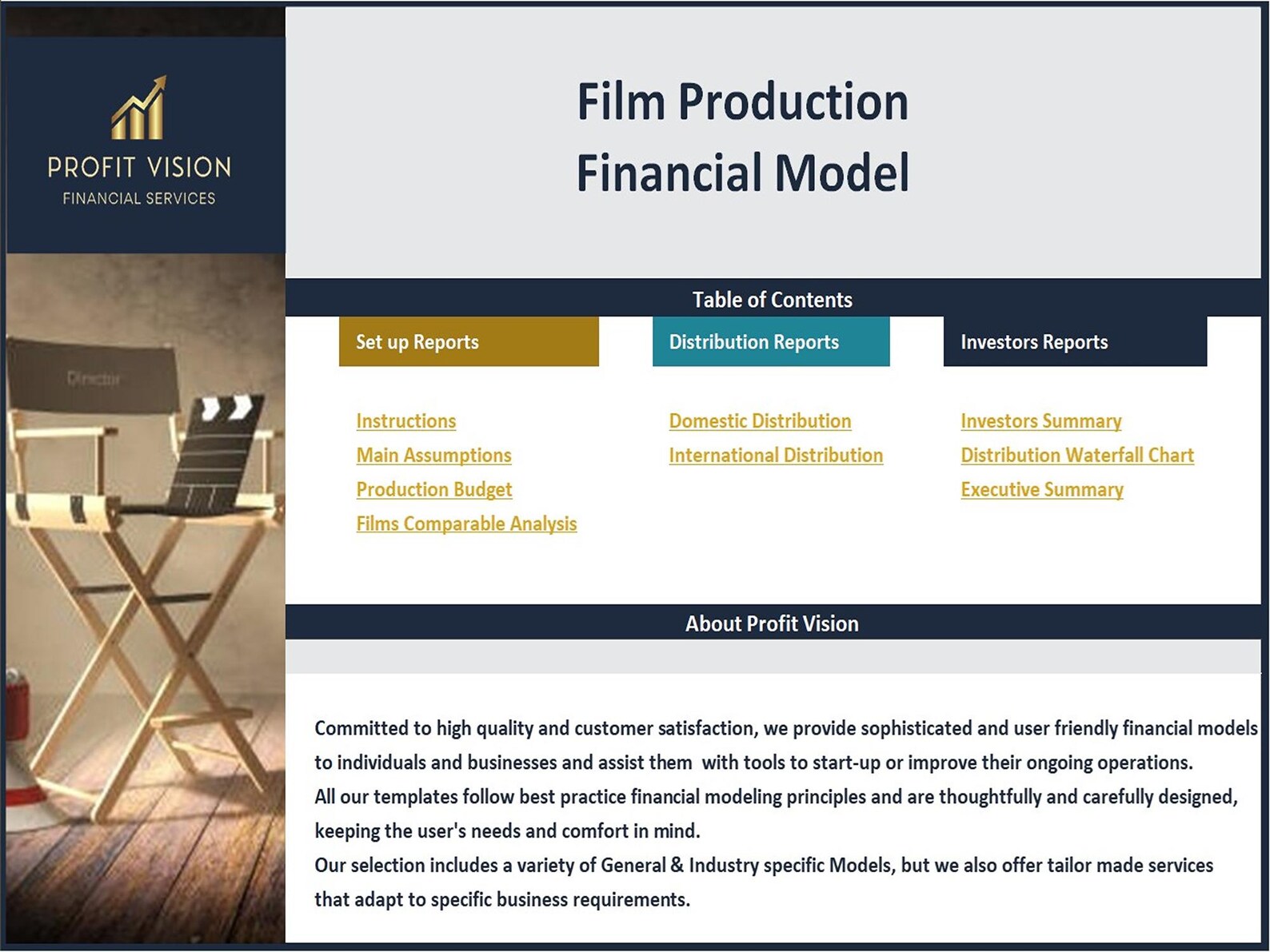 Film Production Financial Model | Production Budget | Distribution ...