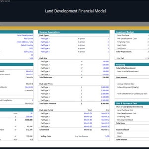 Land Development Financial Model Dynamic 10 Year Forecast - Etsy