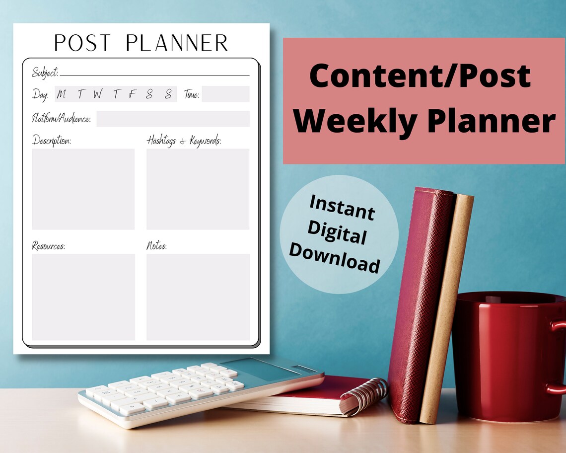 Post and Content Planner, Social Media, Content Strategy, Printable ...