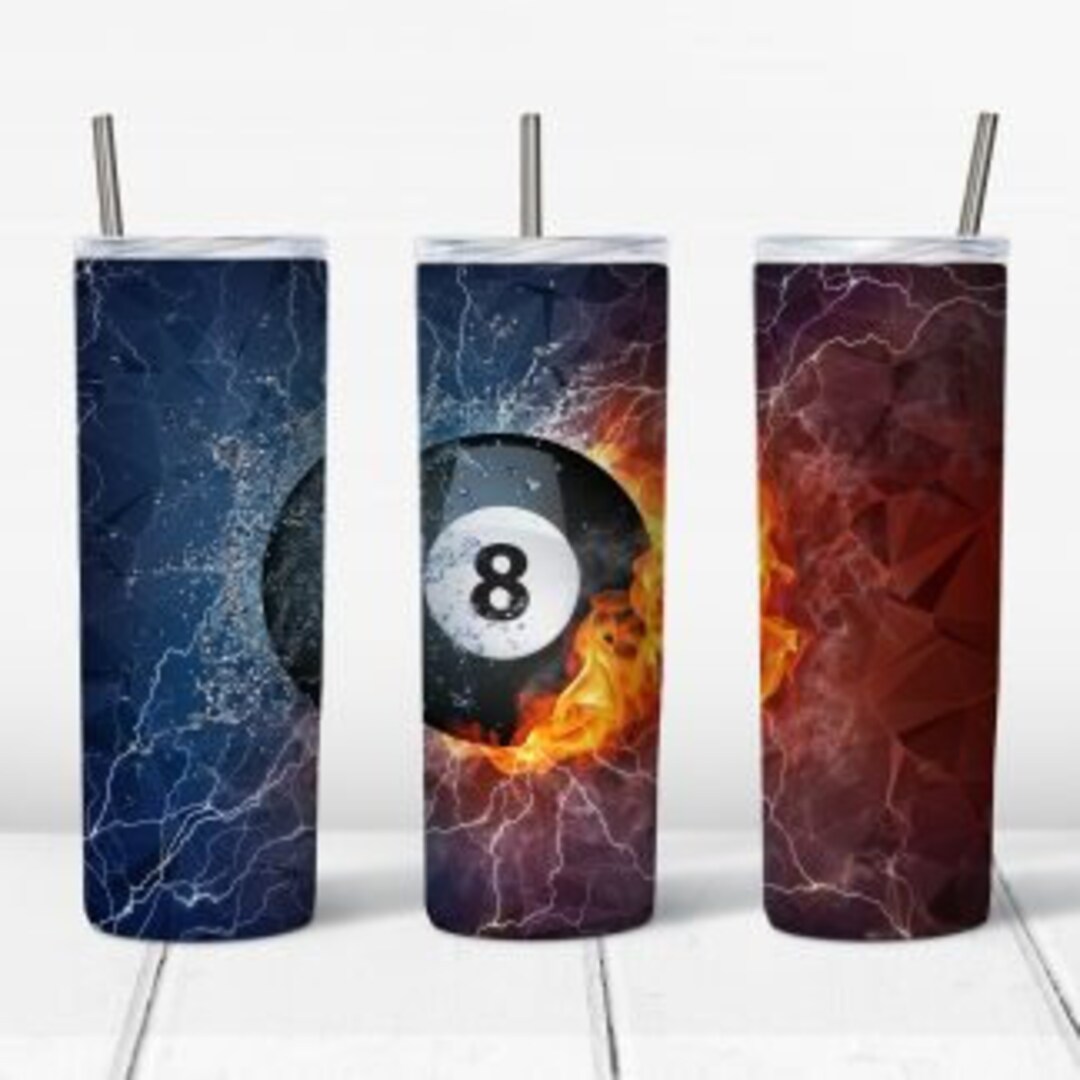 8 Ball, Pool, Billiards, Ready to Press, Sublimation 20oz STRAIGHT ...