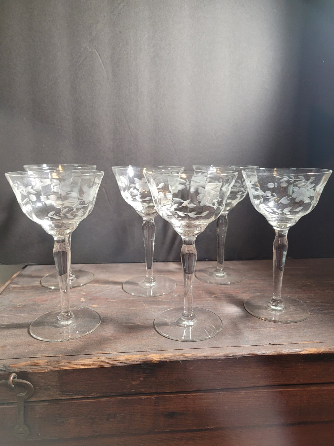 Vintage 1950's Crystal Etched Stemware - Etsy