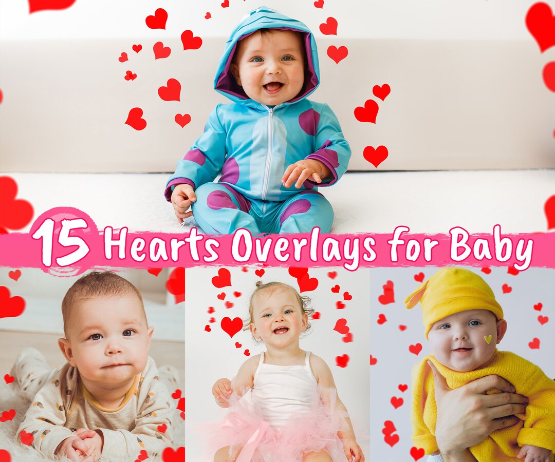 15 Heart Overlays for Newborn Valentines Png Baby Overlays - Etsy