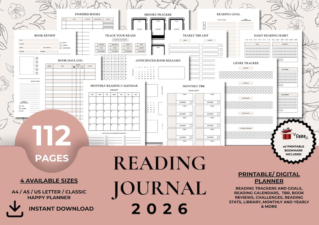 2026 Reading Journal Printable, Book Journal, Book Tracker, Reading ...