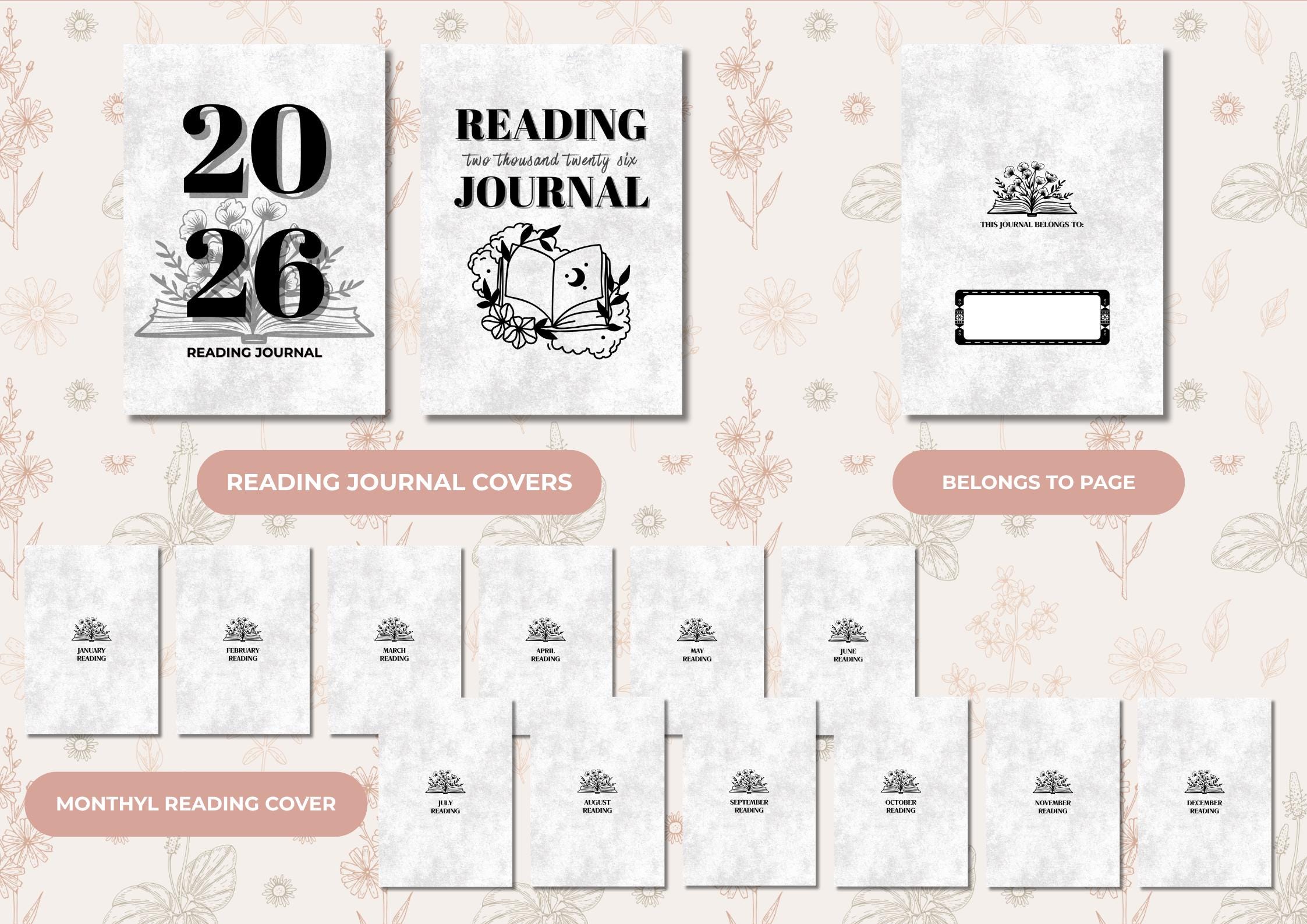 2026 Reading Journal Printable, Book Journal, Book Tracker, Reading ...