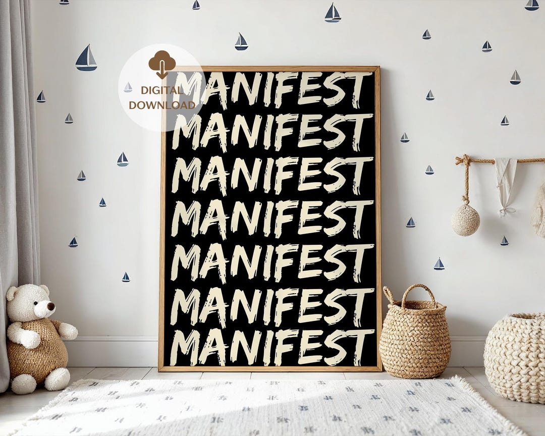 Manifest Ver. 1 Black Print Typography Wall Art Printable Quote Poster ...