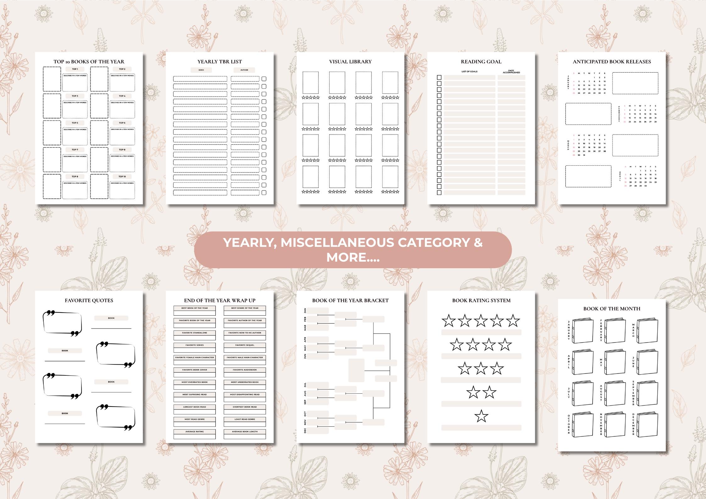 2026 Reading Journal Printable, Book Journal, Book Tracker, Reading ...