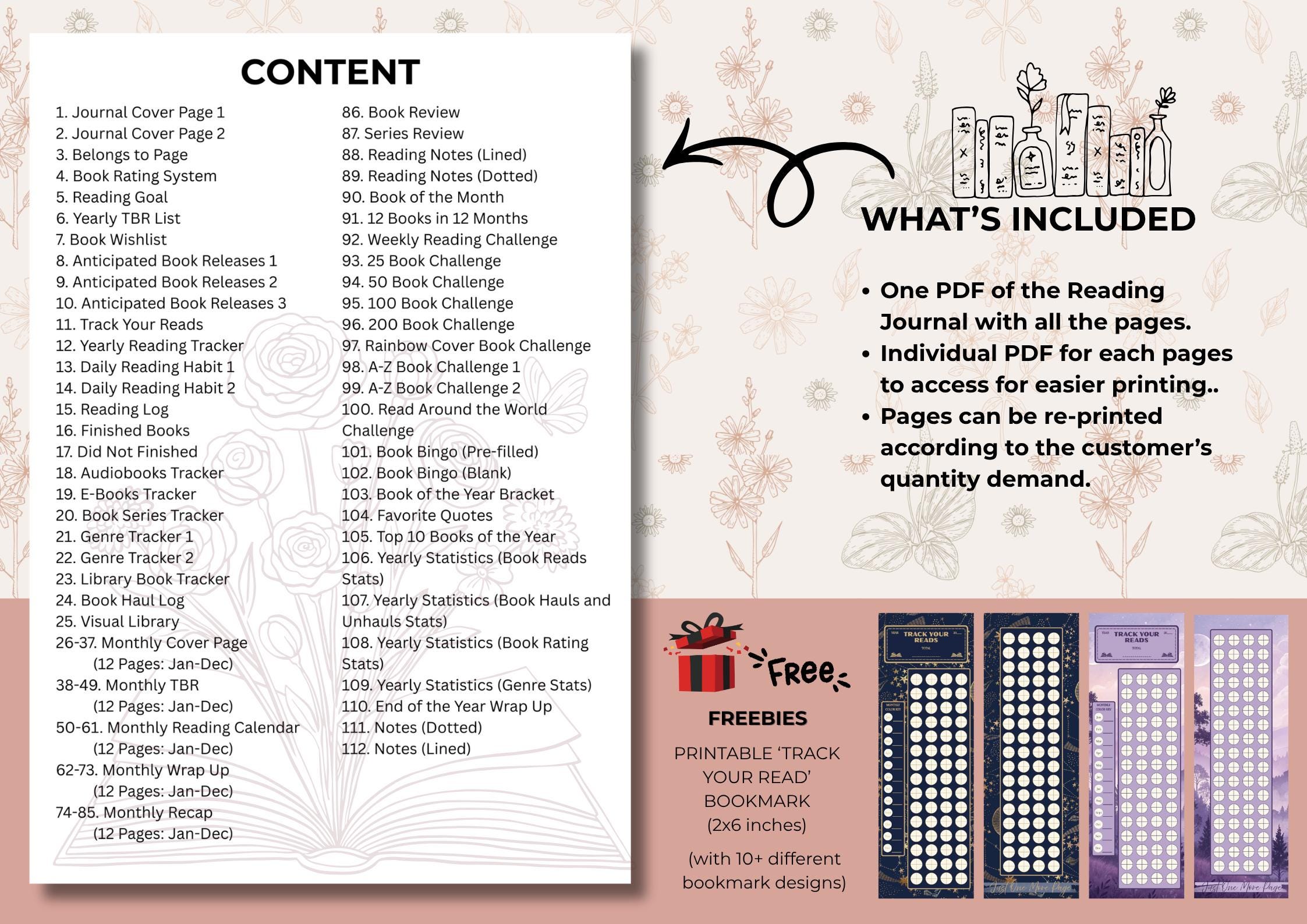 2026 Reading Journal Printable, Book Journal, Book Tracker, Reading ...