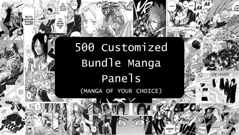 500 Pcs Customized Bundle Manga Panels, Digital Download, Wallpaper ...