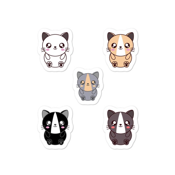 Kawaii Cat Stickers Cute Kauai Cat Sticker Pack | Etsy