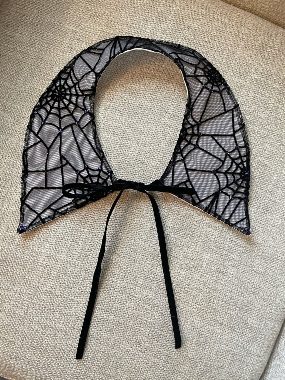 Spider Web Halloween Detachable Collar With Purple Swarovski ...