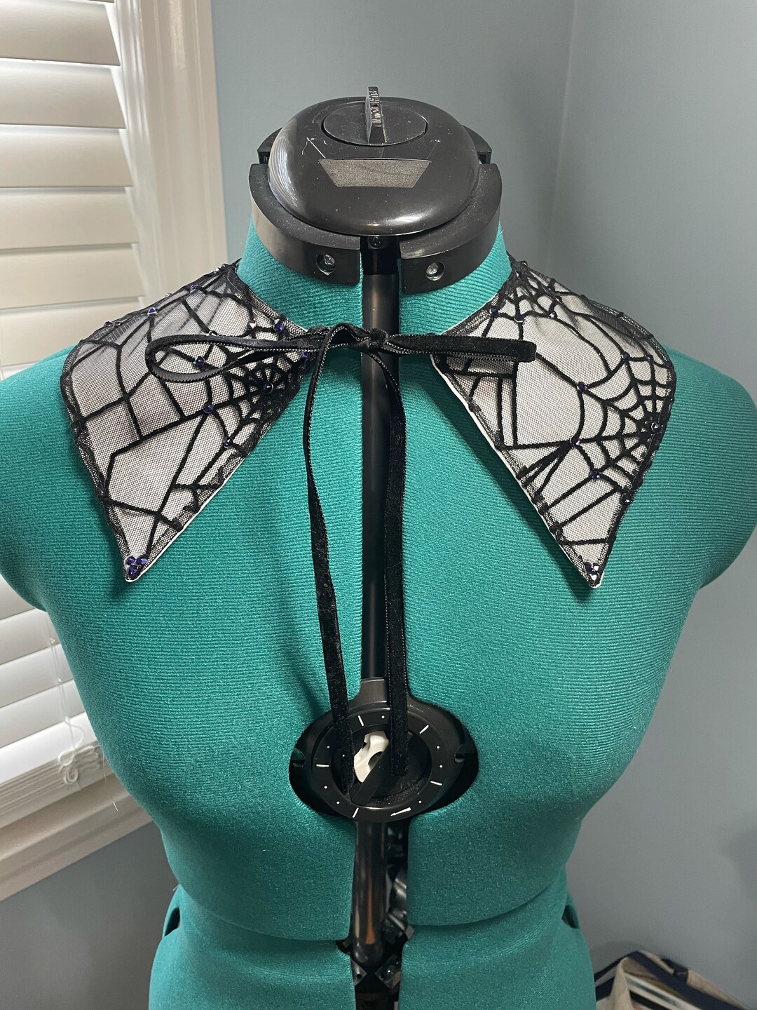 Spider Web Halloween Detachable Collar With Purple Swarovski ...
