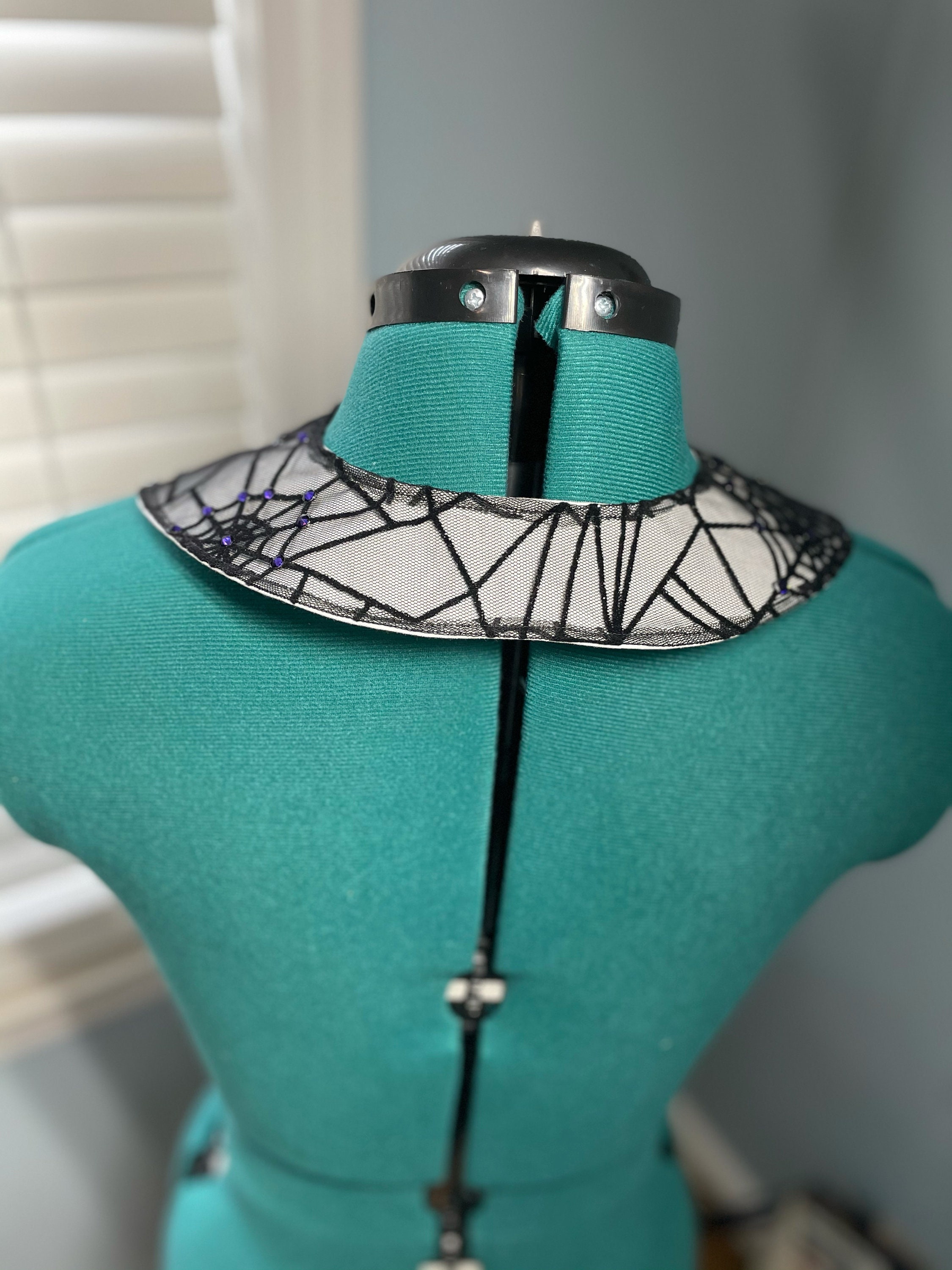 Spider Web Halloween Detachable Collar With Purple Swarovski ...