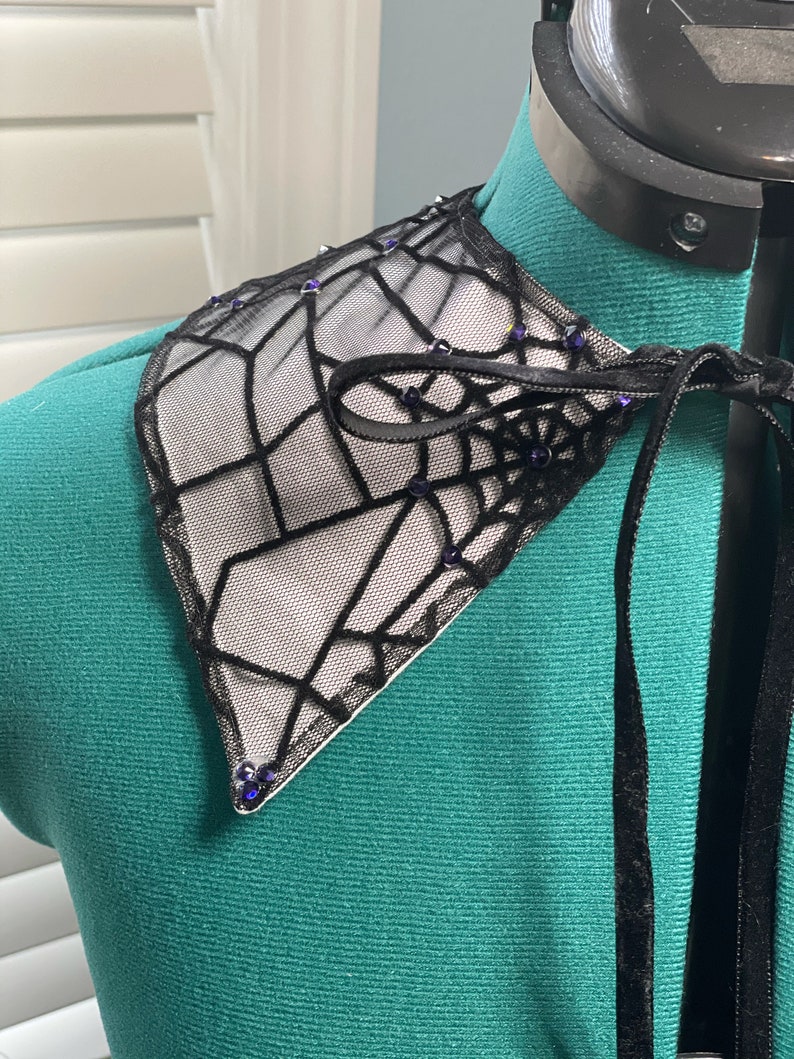 Spider Web Halloween Detachable Collar With Purple Swarovski ...