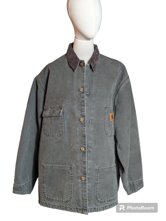 Carhartt Vintage Green Chore Coat Blanket Lined Cord… - Gem