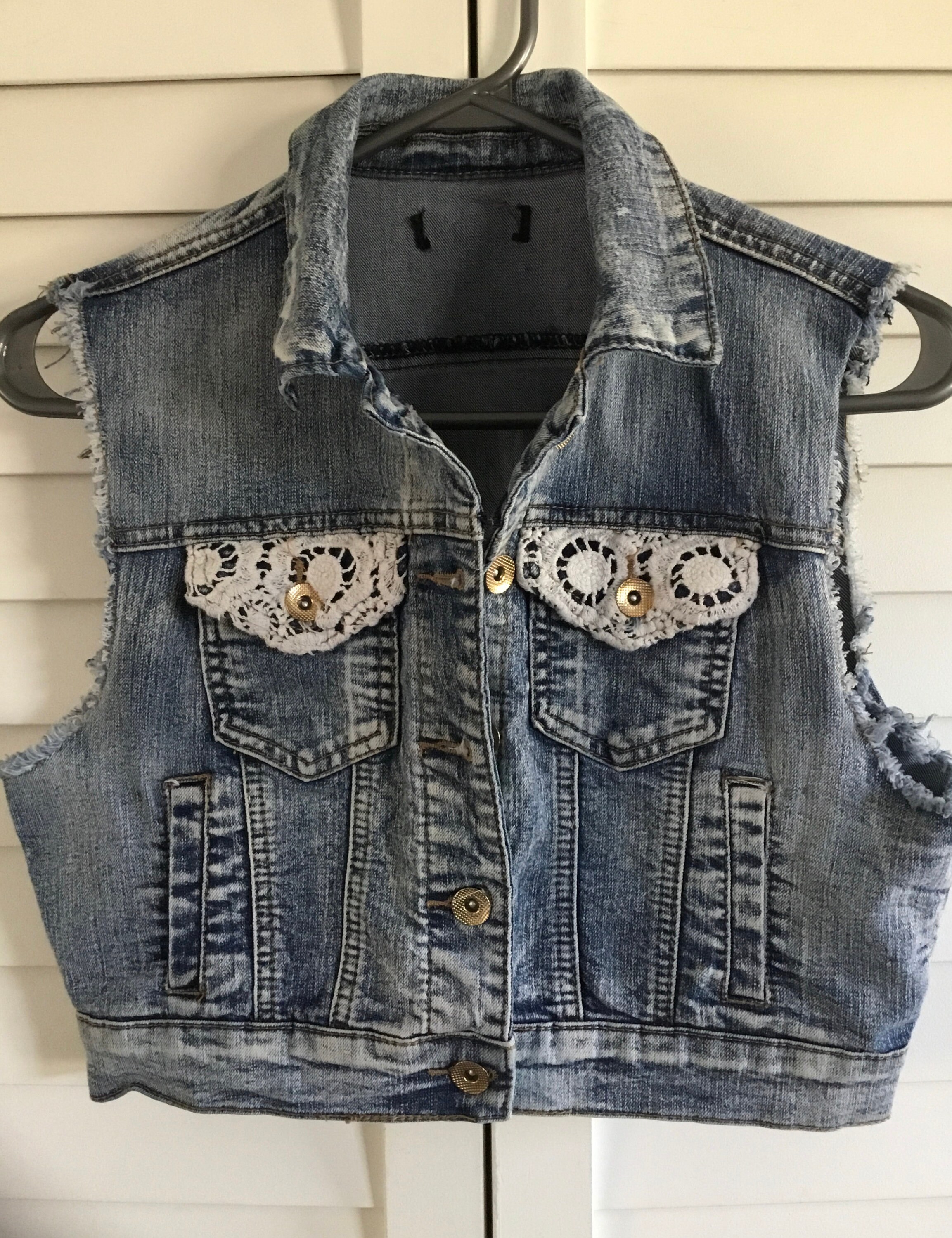 Womens Jean Vest, Jean Jacket Vest for Women, Ladies Shorty Stonewashed ...