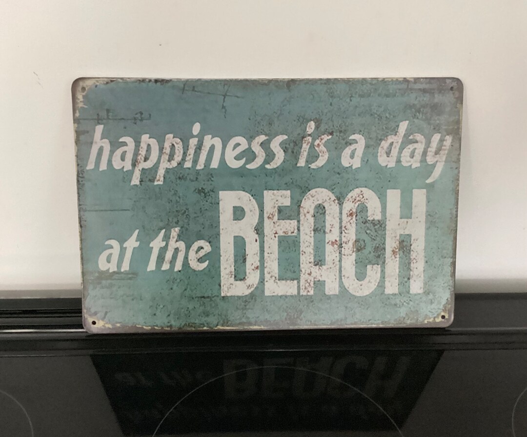 Letrero, letrero de playa, la felicidad es un día en el letrero de ...