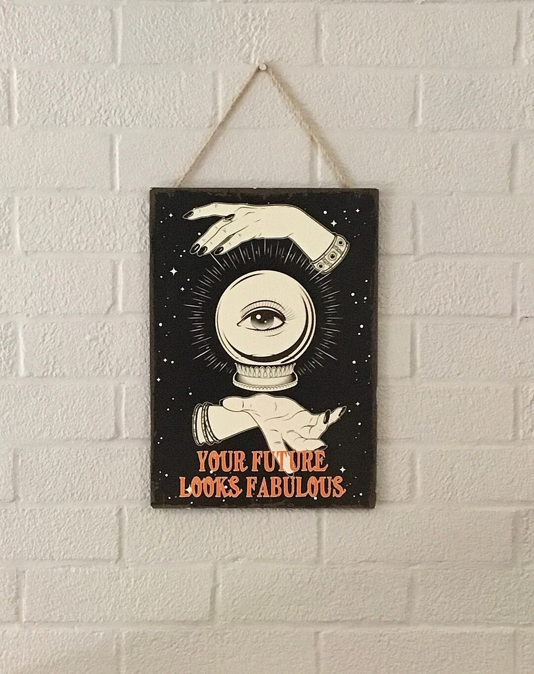 Crystal Ball Fortune Telling Wood Sign, Crystal Ball Wall Hanging Sign ...